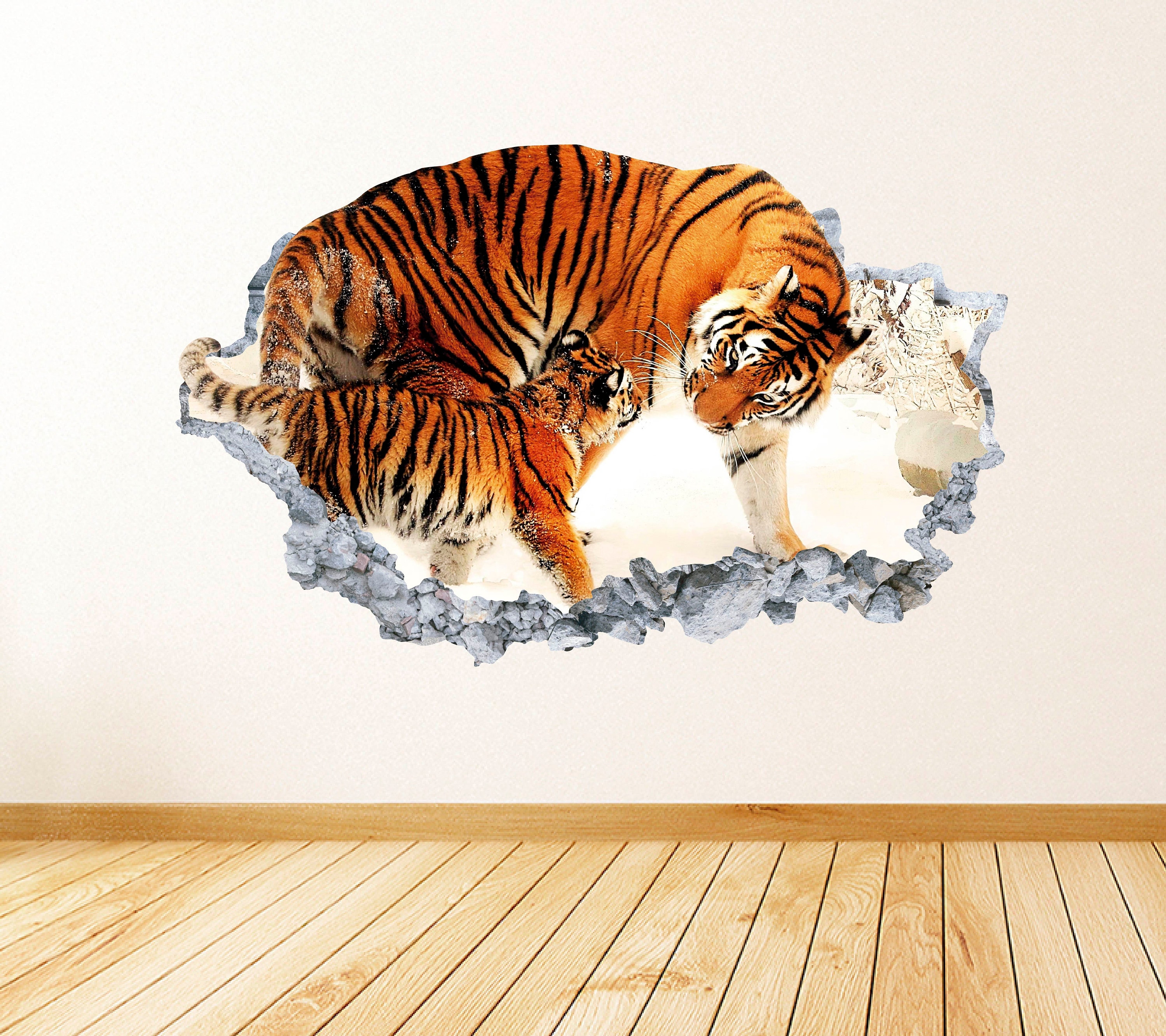 Tiger Wall Decal Smashed Tigers Wall Art Decal Vinyl Decor - Etsy