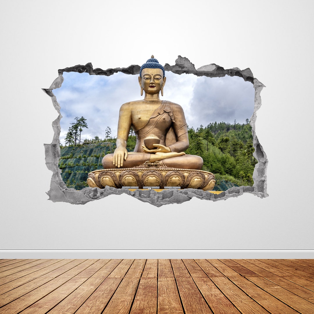 Buddha Wall Decal Smashed 3D Graphic Buddha Statue Buddhist - Etsy