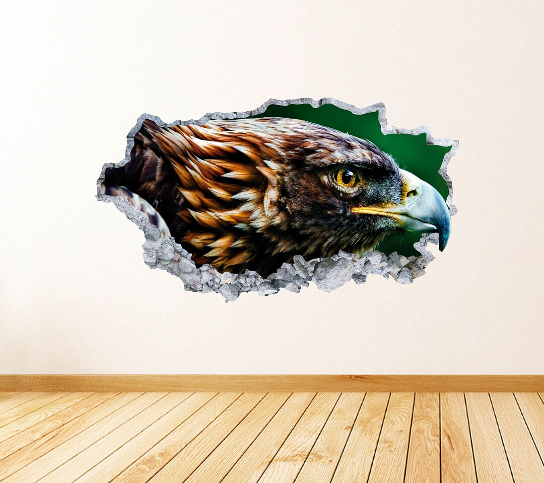 Hawk Wall Decal Smashed Concrete Wall Art Decal Eagle Animal Theme Wall ...