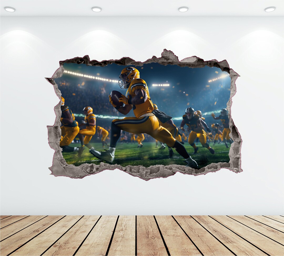Football Wall Decal 3D AI Graphic Wall Art Sticker, Wall Decor ...