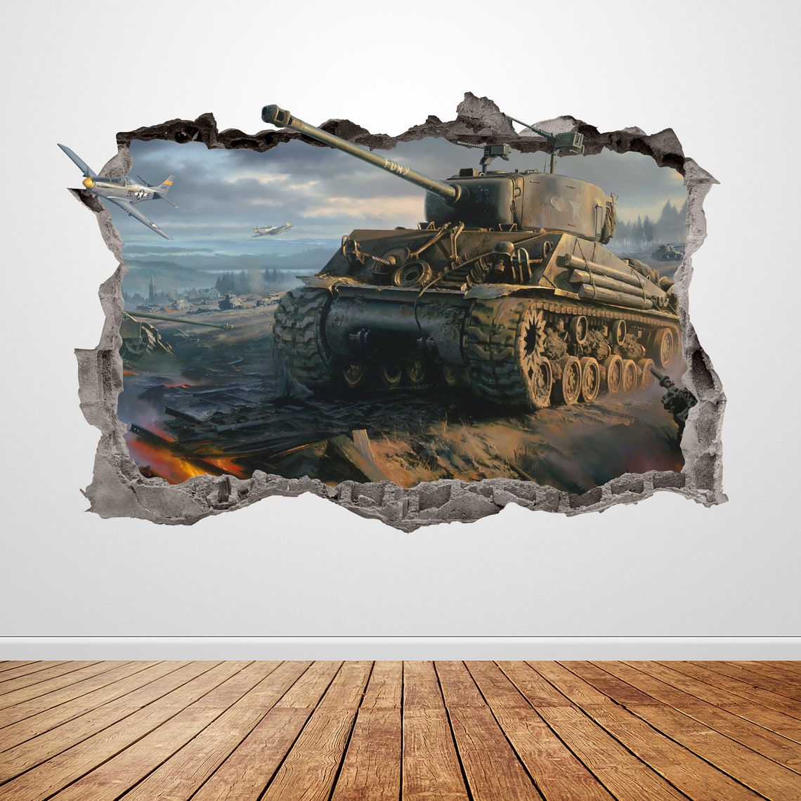 Tank Wall Decal Smashed 3D Graphic Battlefield Wall Sticker - Etsy