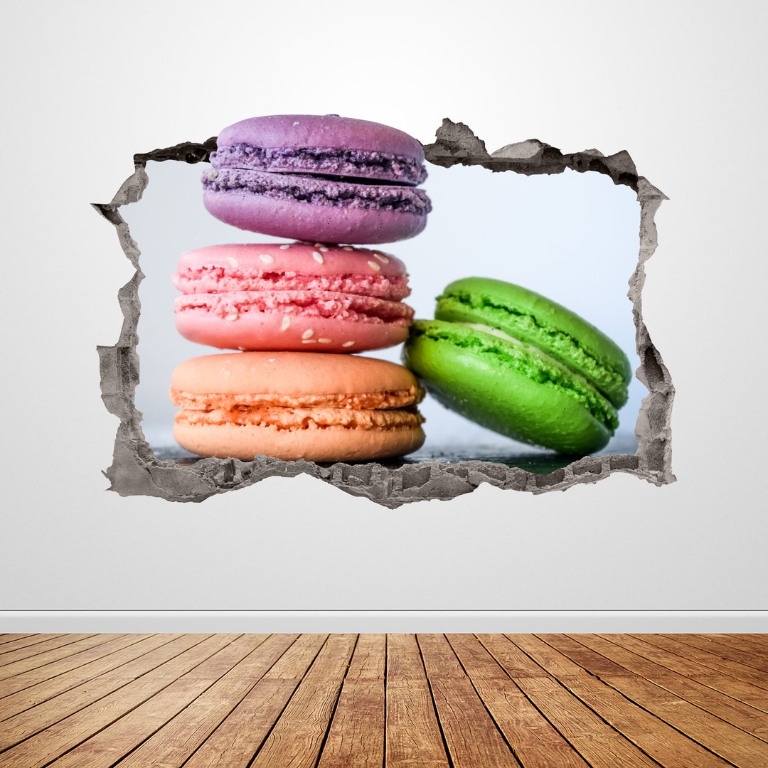 Macaron Wall Decal Smashed 3D Graphic Food Restaurant Wall Art Sticker ...