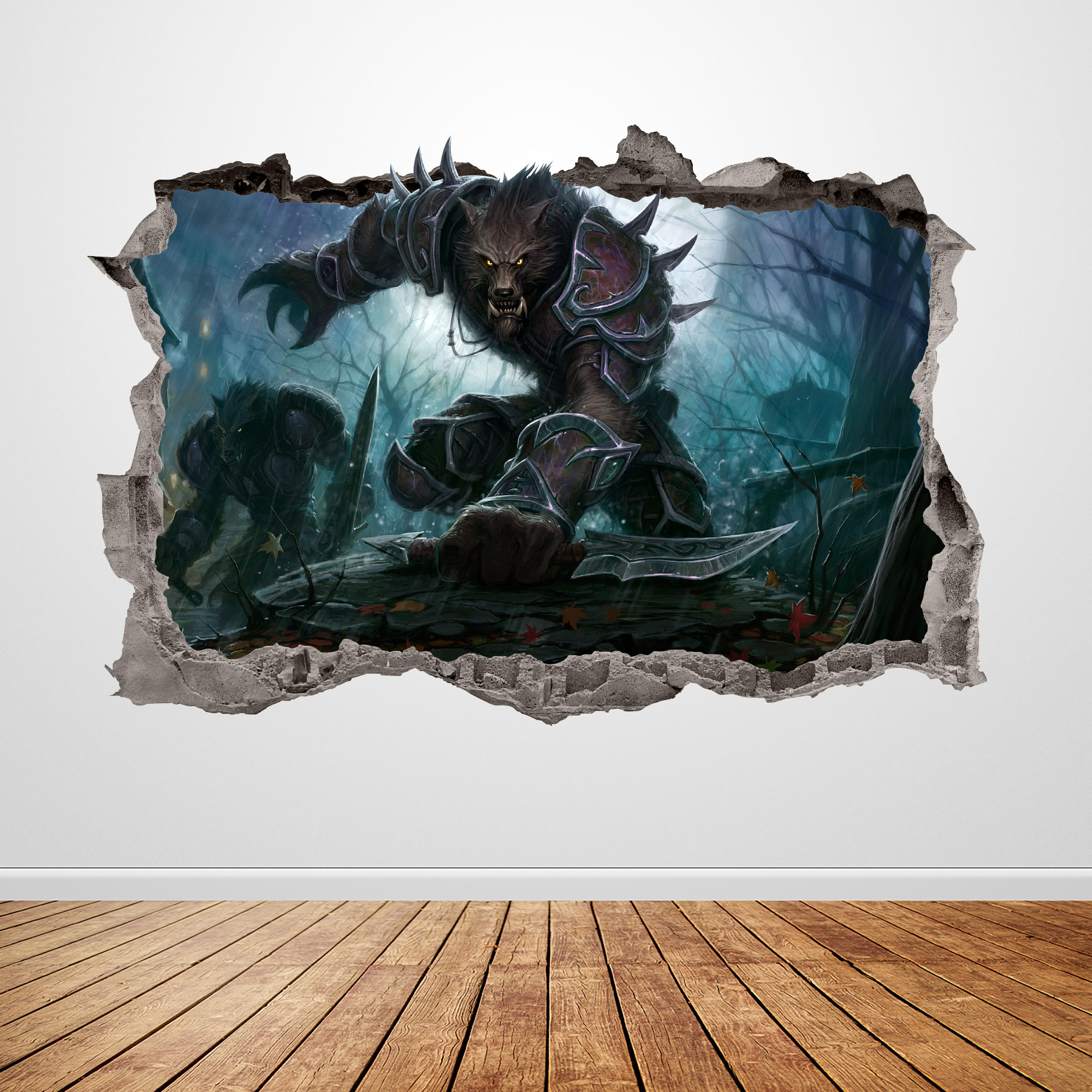 Werewolf Wall Decal Smashed 3D Graphic Wolf Mythical Creature | Etsy