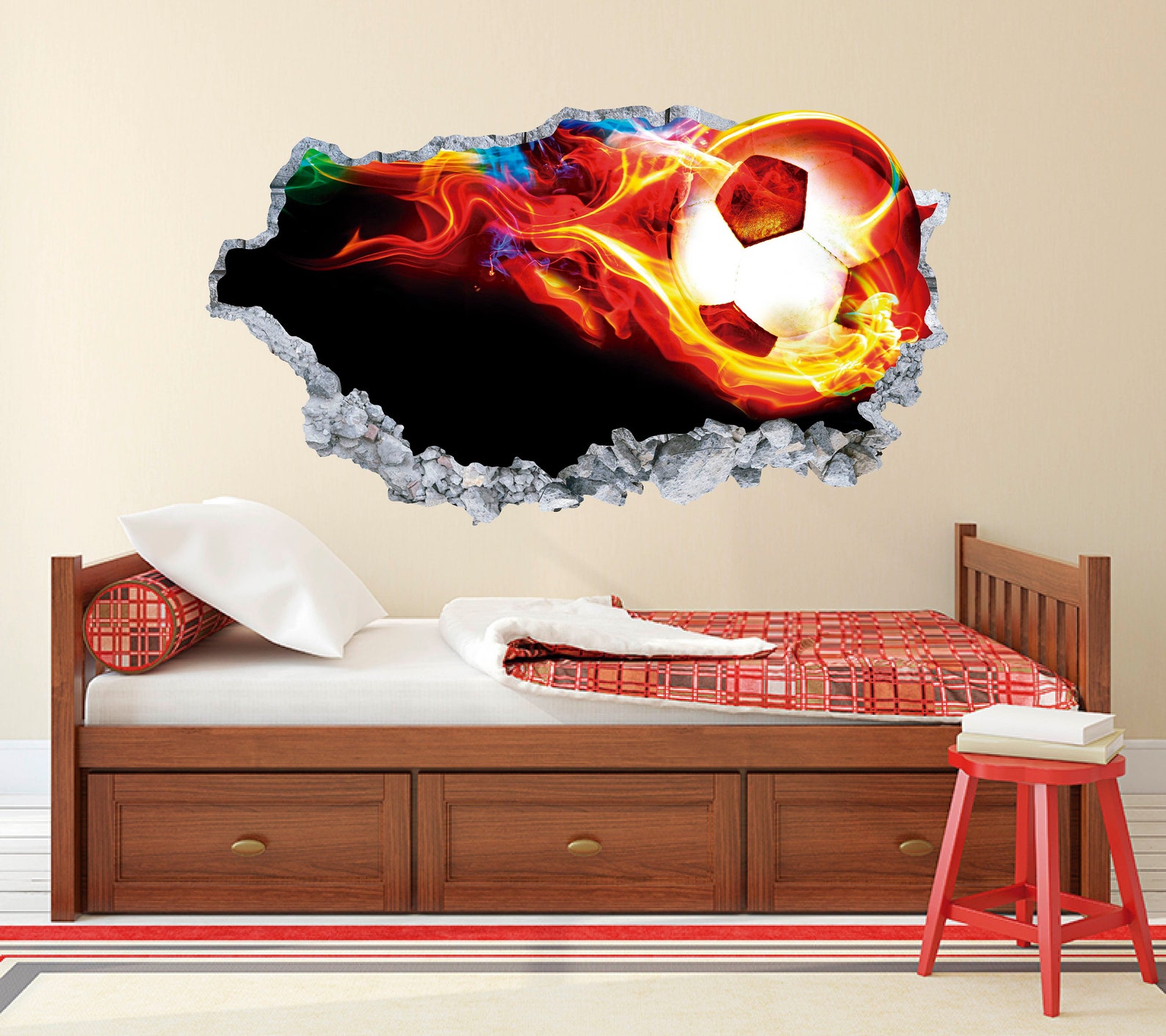 Soccer Ball Smashed 3D Wall Decal Sports Vinyl Decor Sticker | Etsy