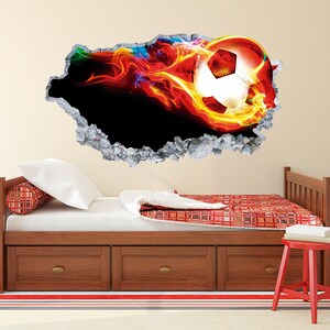 Soccer Ball Smashed 3D Wall Decal Sports Vinyl Decor Sticker - Etsy