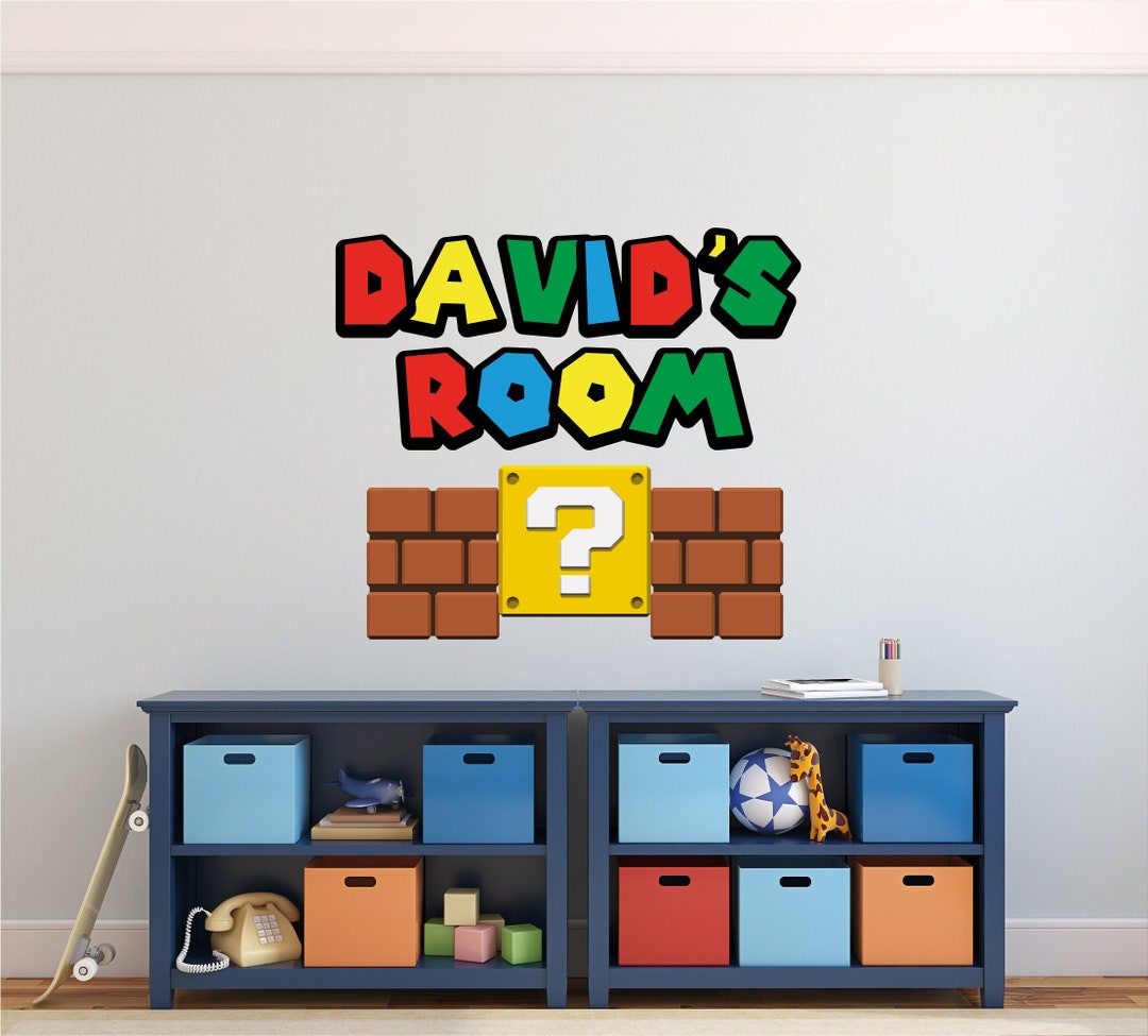 Game Custom Name Wall Decal, Inspired Mario Wall Decor, Game Kids Room ...