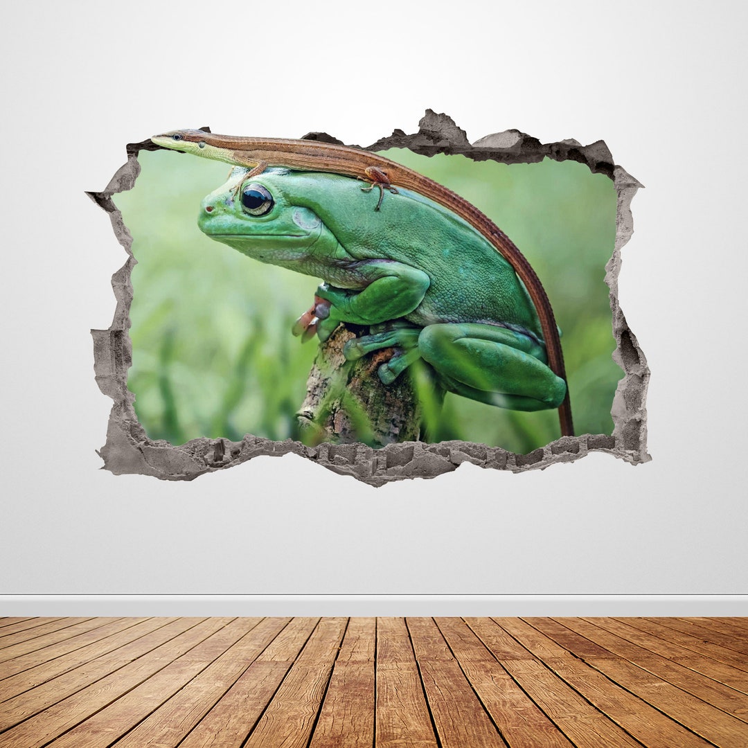 Frog Wall Decal Smashed 3D Graphic Wild Animal Wall Art Sticker Mural ...