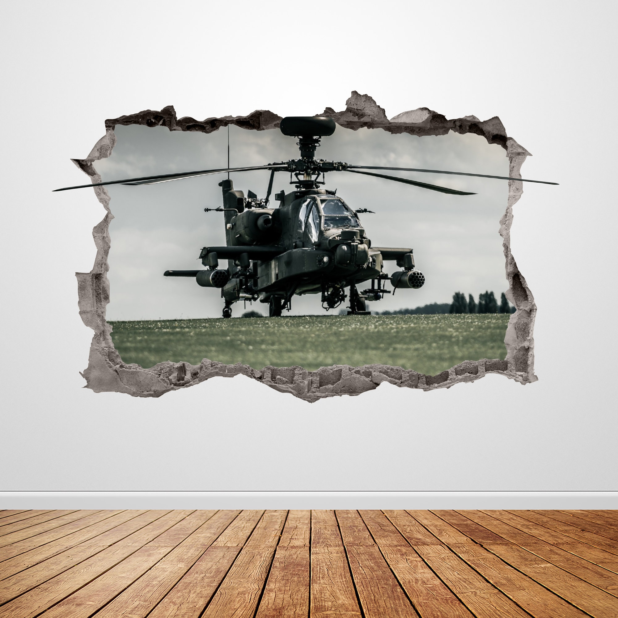 Helicopter Wall Decal Smashed 3D Graphic Military Helicopter | Etsy