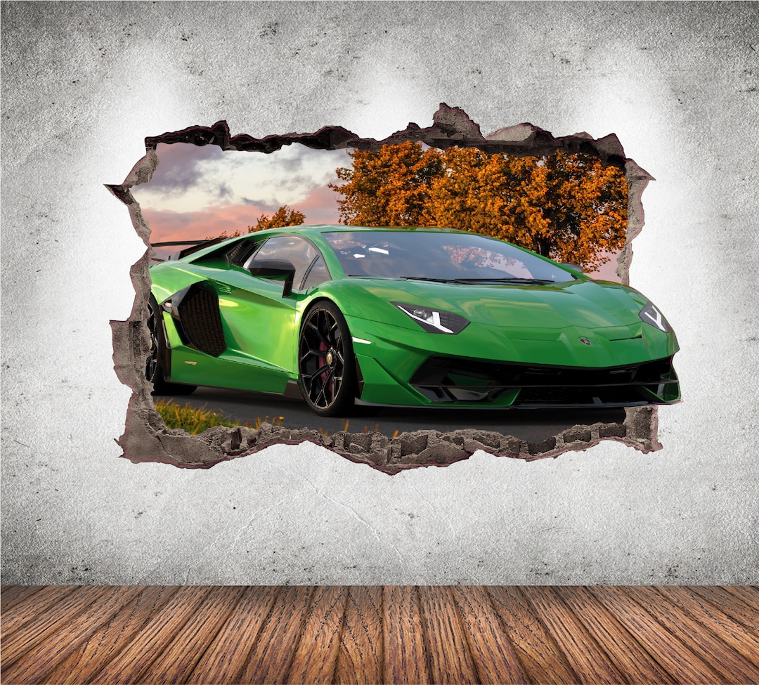 Race Car Wall Decal 3D AI Graphic Wall Art Sticker, Wall Decor ...