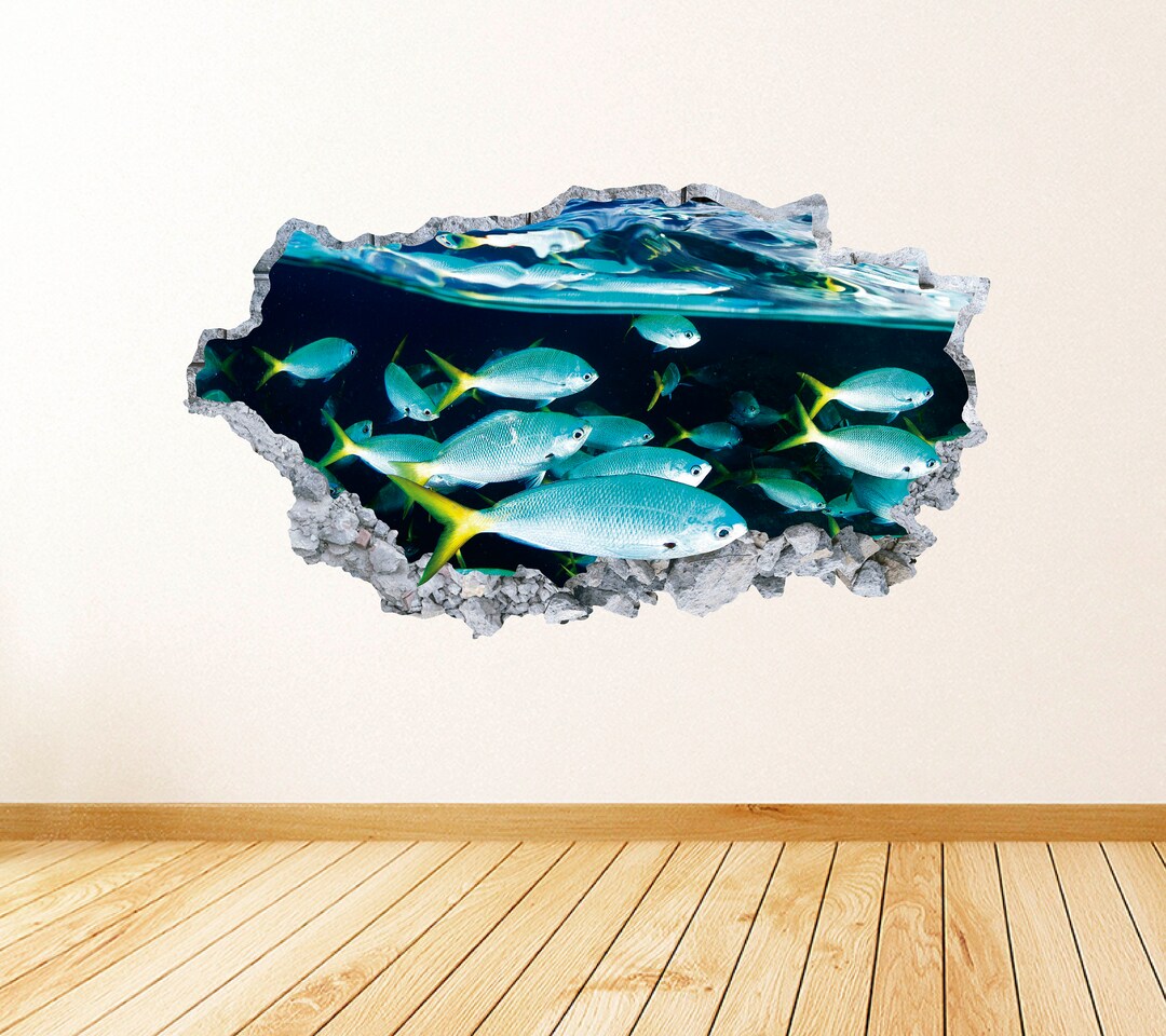 Fish Smashed Wall Decal Art Aquarium Animal Vinyl Wall Sticker - Etsy