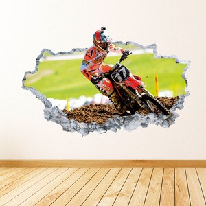 Motocross Smashed Wall Decal Art Motorcycle Wall Decor Kids Bedroom ...