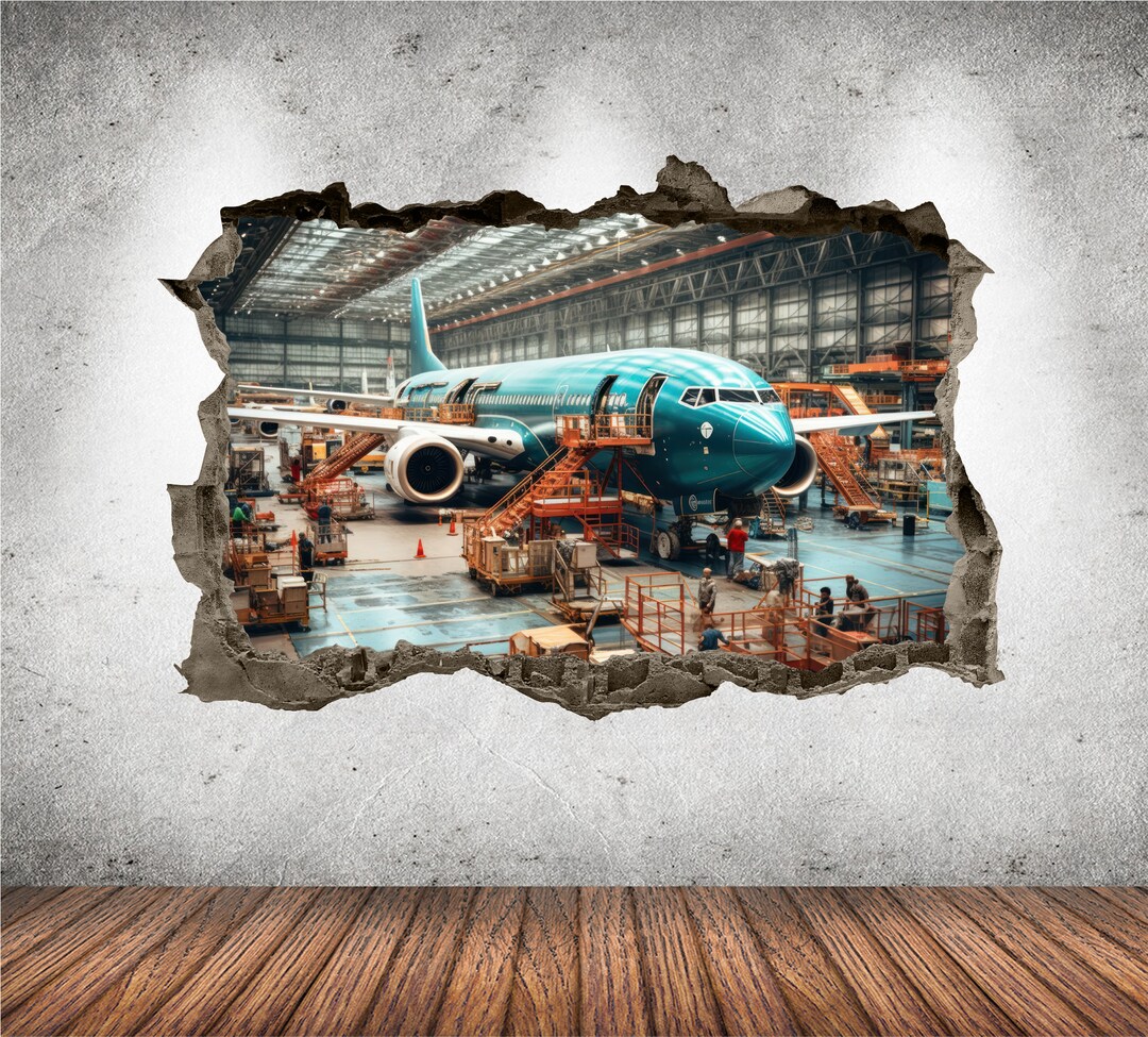 Airplane Wall Decal 3D AI Graphic Wall Art Sticker, Wall Decor, Airline ...