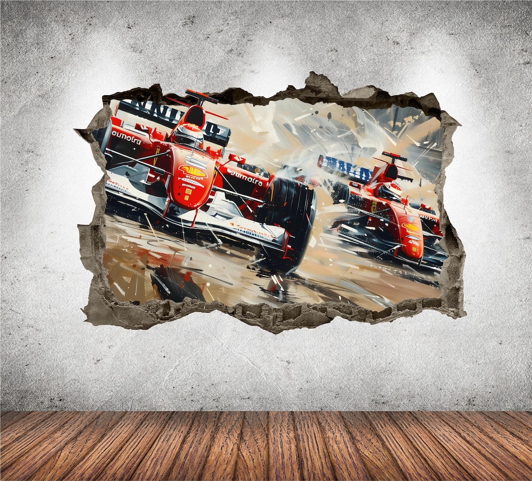 Formula One Wall Decal Smashed 3D Graphic Formula 1 Wall Art Sticker ...