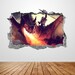 Dragon Wall Decal Smashed 3D Graphic Fire Fantasy Creature Wall Art ...