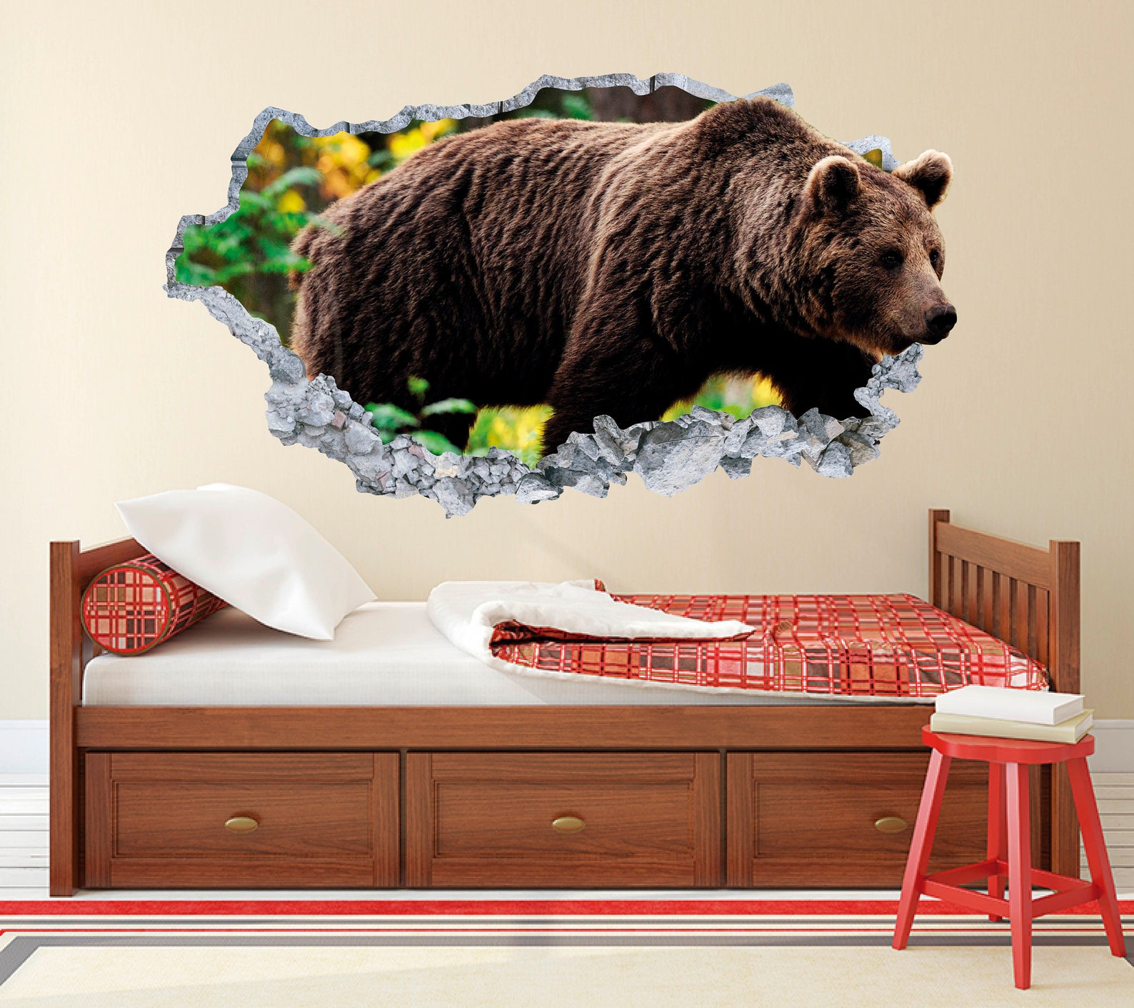 Grizzly Bear Wall Decal Smashed Concrete Wall Art Decal Wild - Etsy