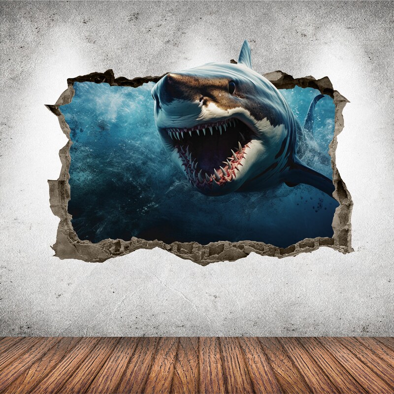 Surfing Shark Wall Sticker - Etsy