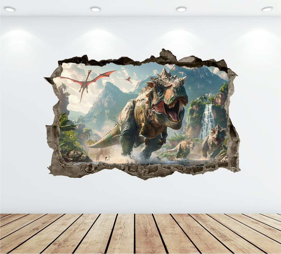 Dinosaur Wall Decal 3D AI Graphic Mural Poster, Wall Art Sticker, Wall ...