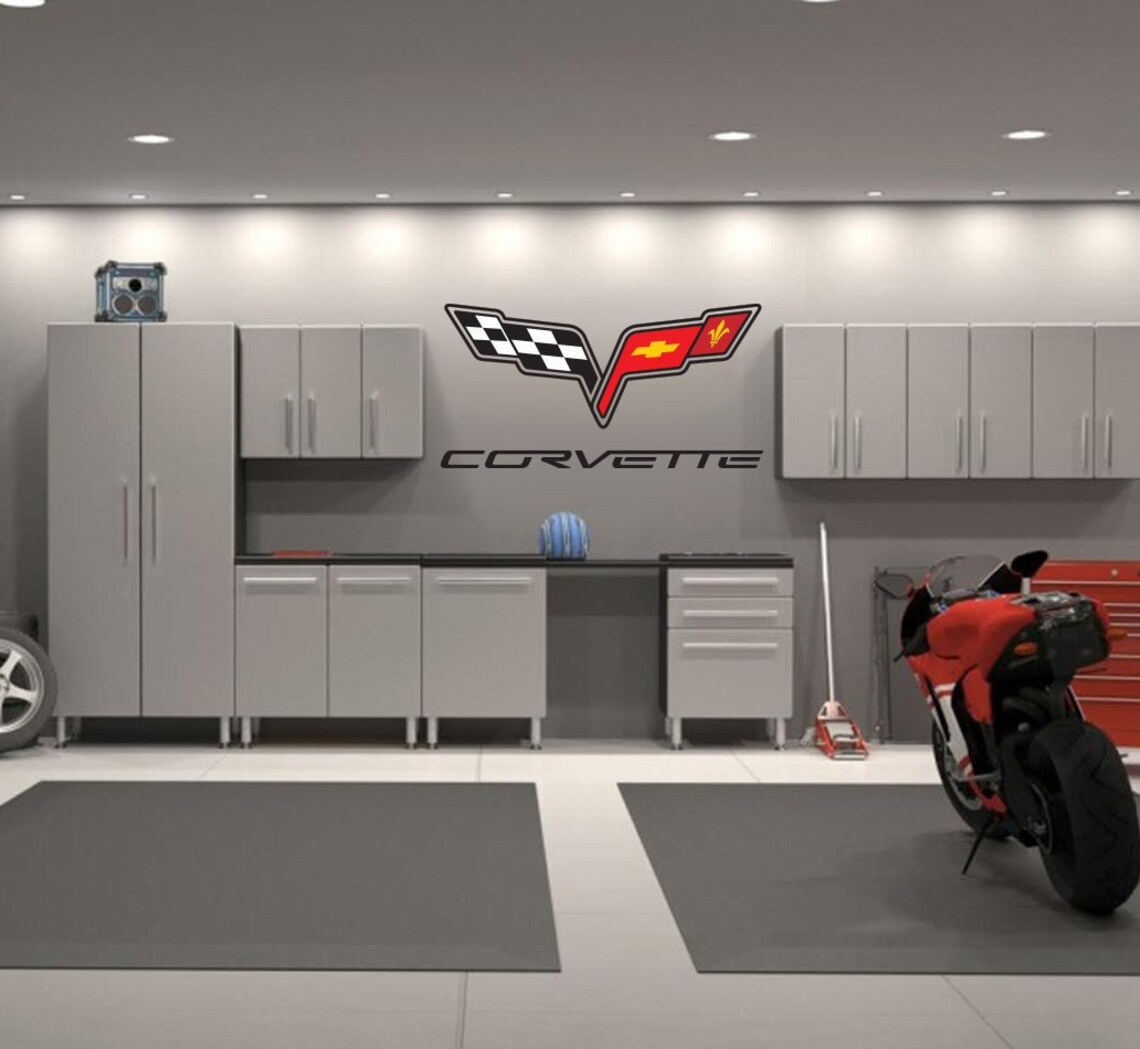 Corvette Logo Wall Decal Art Racing Car Vinyl Wall Sticker - Etsy