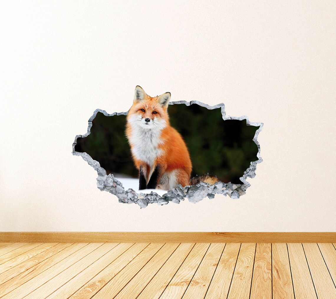 Fox Wall Decal Smashed Concrete Wall Art Decal Woodland Fox Animal ...