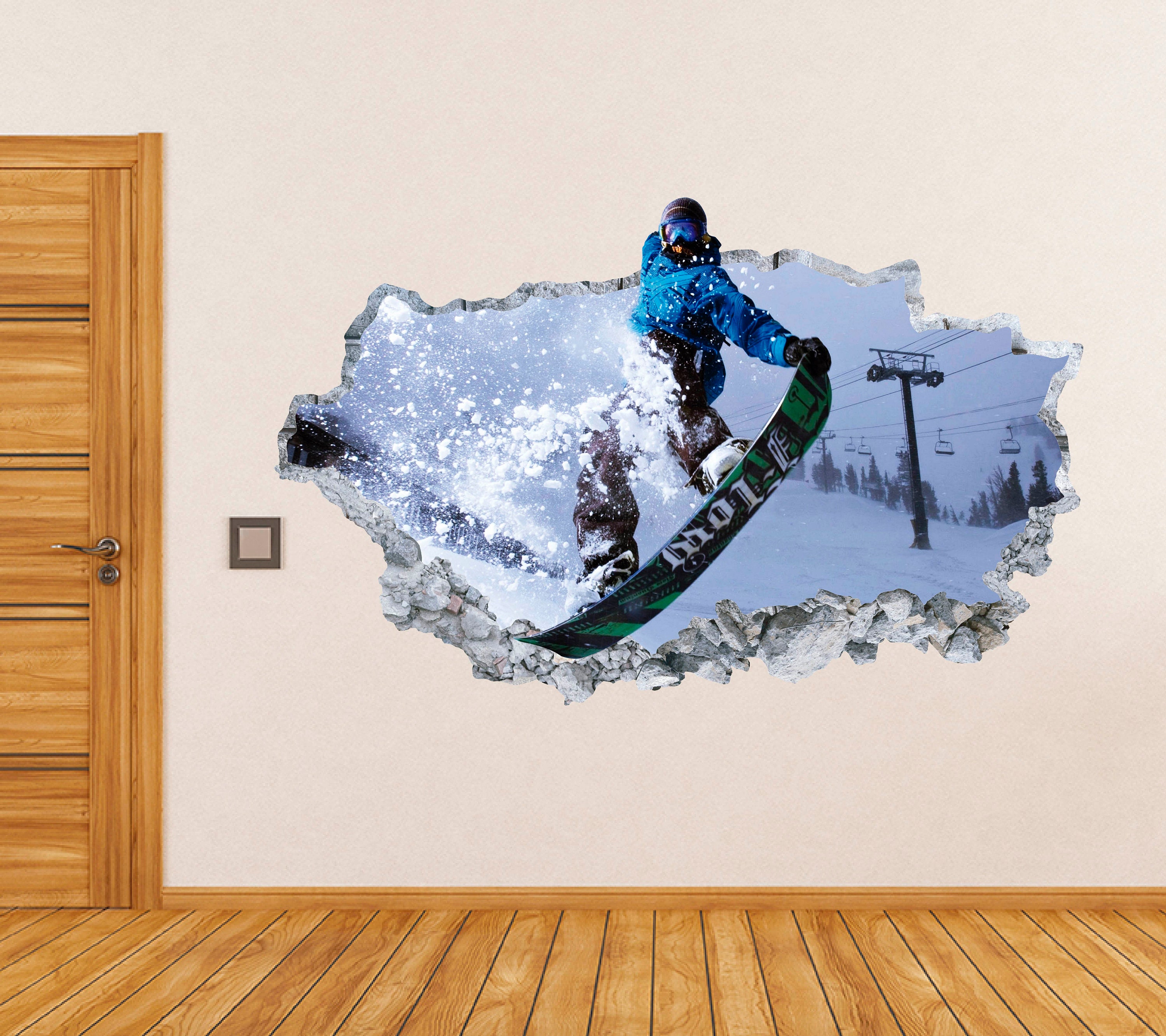 Snowboarding Smashed 3D Wall Decal Sport Kids Vinyl Decor | Etsy