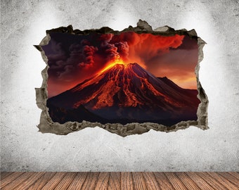 Volcano Eruption Wall Decal Sticker Mural Poster Print Art Home Office ...