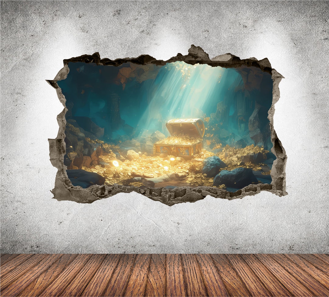 Treasure Wall Decal 3D AI Graphic Wall Art Sticker, Wall Decor ...