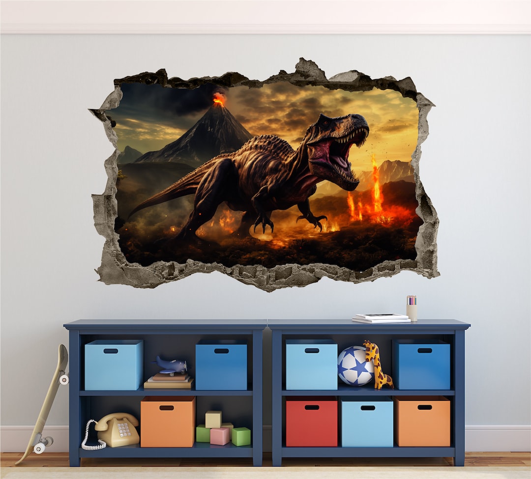 T Rex Wall Decal 3D AI Graphic Wall Art Sticker, Wall Decor, Jurassic ...