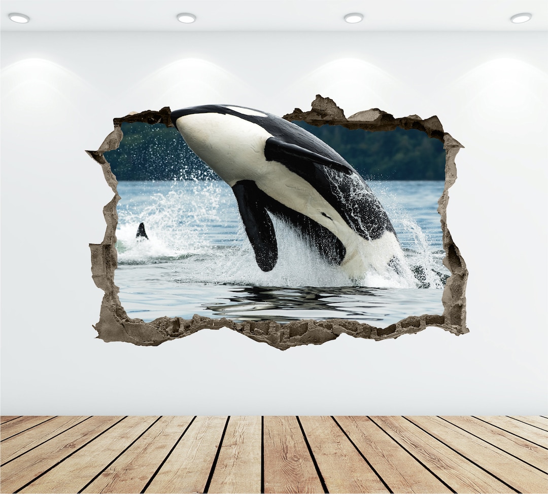 Killer Whale Decal 3D AI Graphic Wall Art Sticker, Wall Decor ...