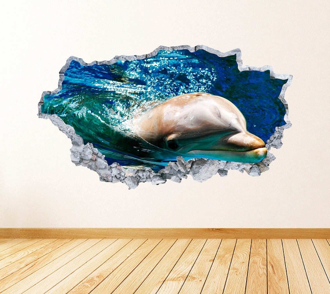 Dolphin Animal Smashed 3D Wall Decal Art Decor Sticker - Etsy