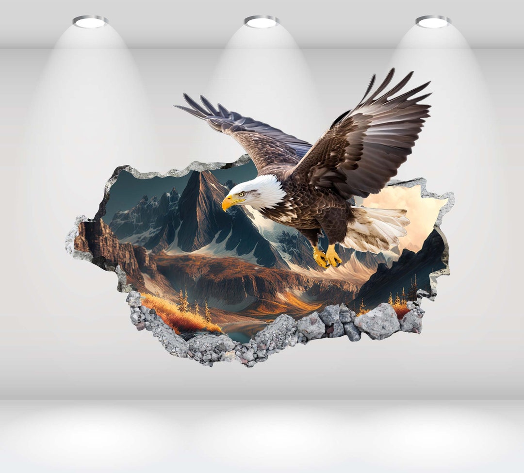 Eagle Smashed 3D Wall Decal Art Decor Sticker American Eagle Wall ...