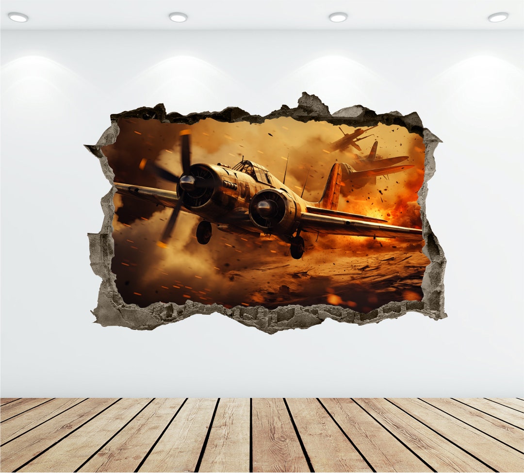Military Airplane Decal 3D AI Graphic Wall Art Sticker, Wall Decor ...