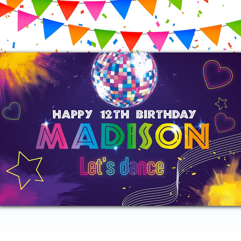 Neon Birthday Banner - Etsy
