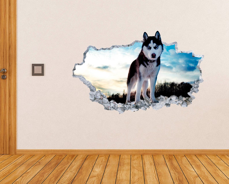 Husky Dog Wall Decal Smashed Concrete Wall Art Decal Husky - Etsy