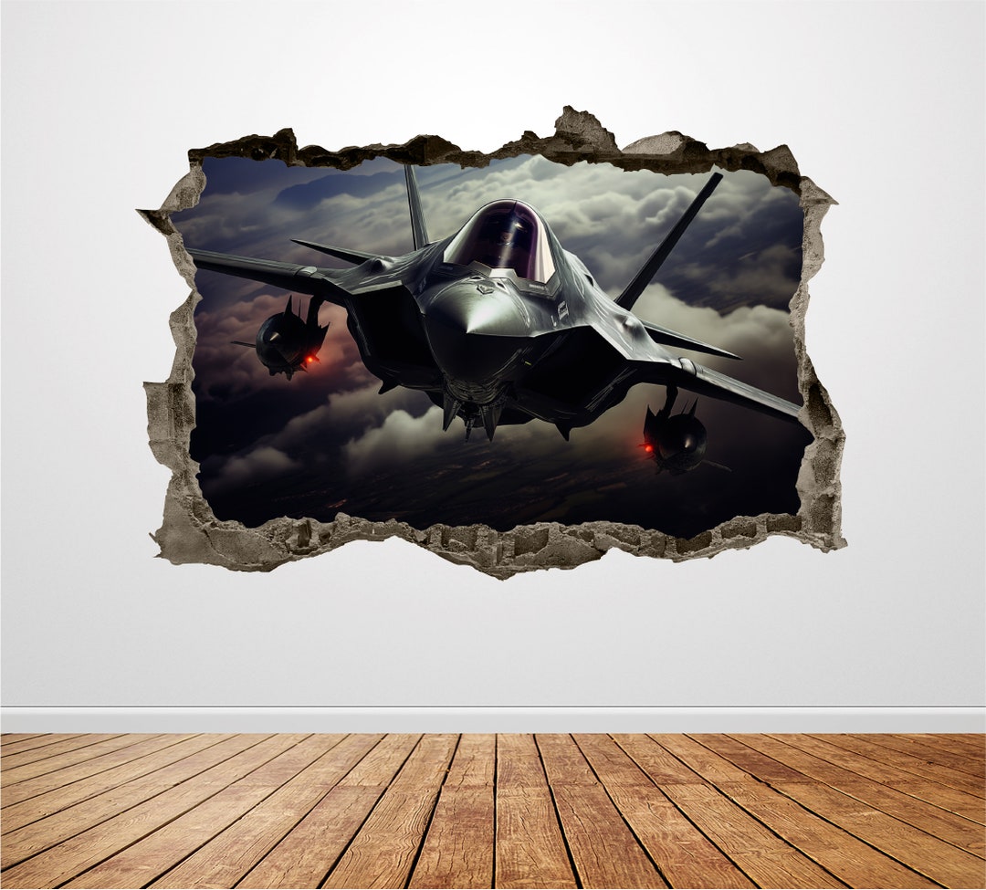 Military Airplane Decal 3D AI Graphic Wall Art Sticker, Wall Decor ...