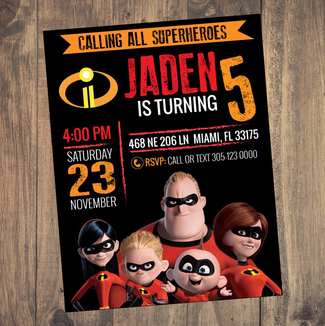 The Incredibles Digital Invitation - Etsy