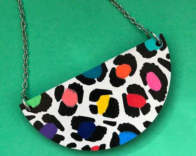 Leopard Print Necklace Hand Painted Animal Print Necklace - Etsy UK