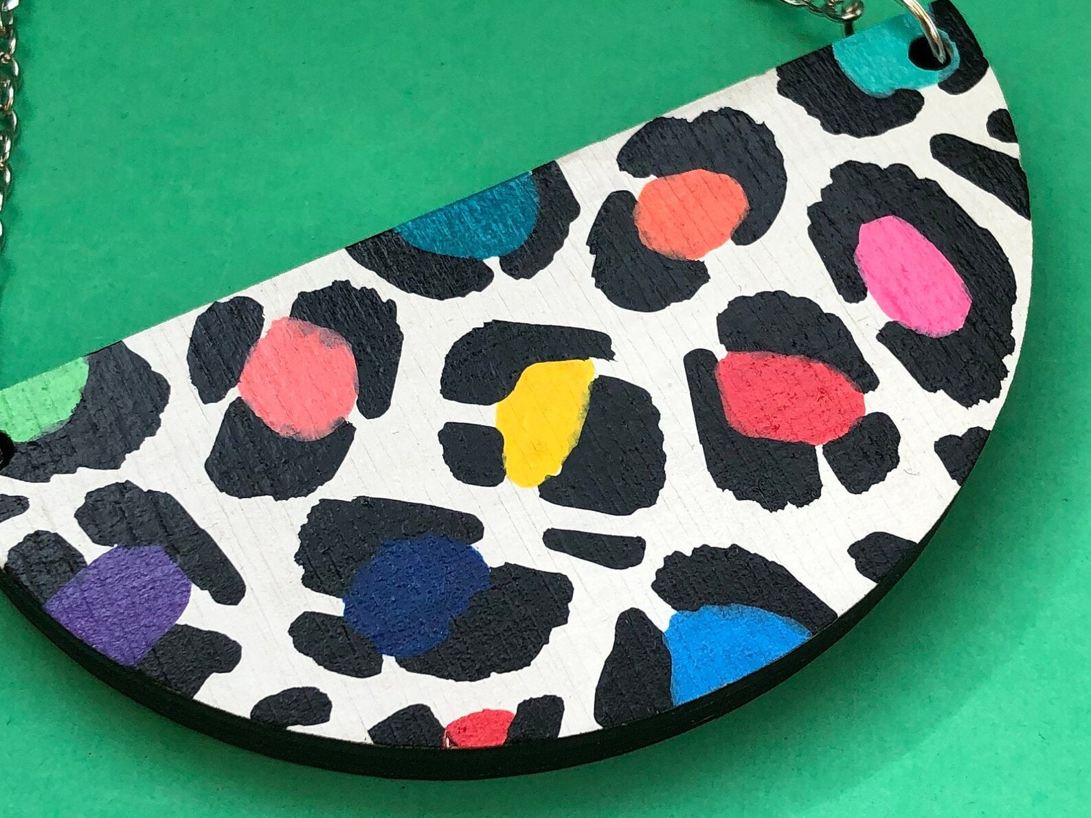 Leopard Print Necklace Hand painted Animal Print Necklace | Etsy