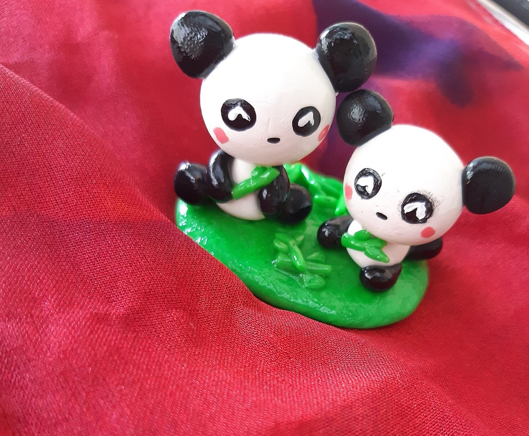 Kawaii Pandas Figure - Etsy