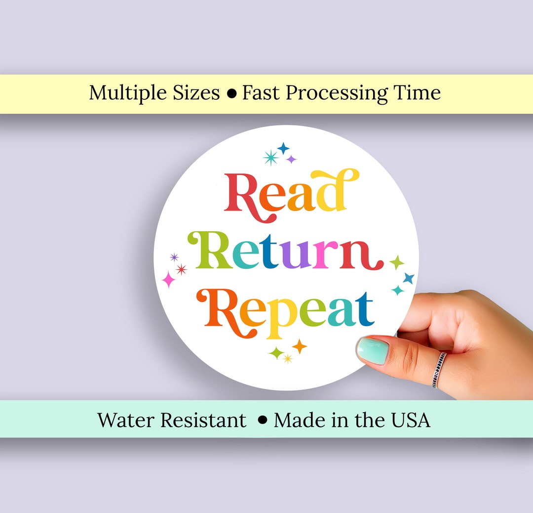 Read Return Repeat Vinyl Sticker in Quirky, Retro Style. Colorful ...