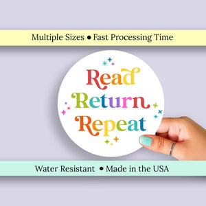 Read Return Repeat Vinyl Sticker in Quirky, Retro Style. Colorful ...