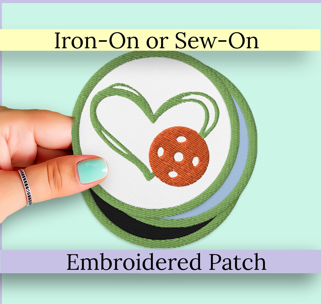 Love Pickleball Iron-on, Sew-on, Pin on Embroidered Patch. Dink! Easy ...