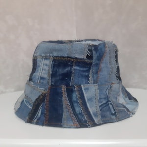 Denim Patchwork Hat 22, Boho Blue Jean Hat in Street Fashion Style ...