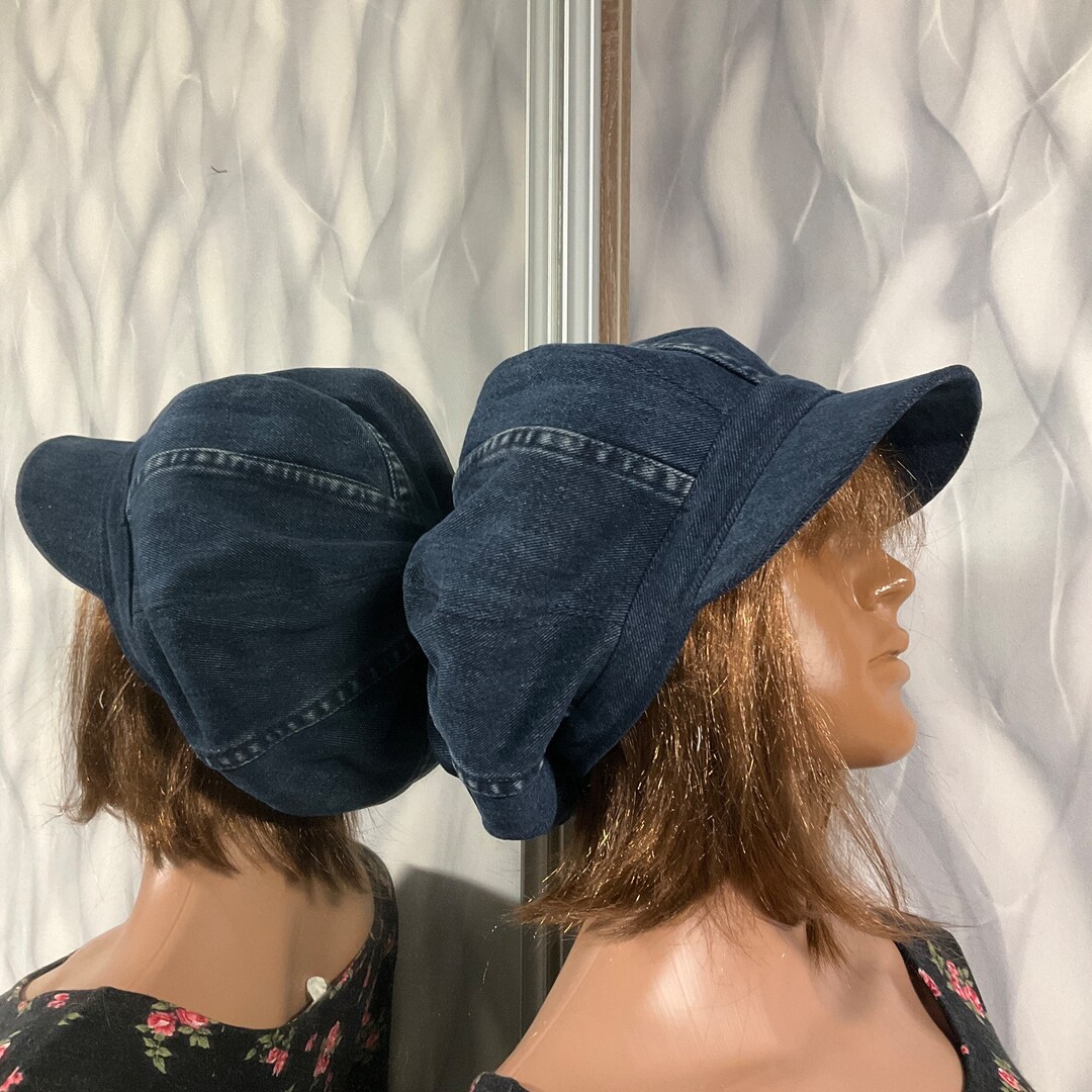 Denim Patchwork Newsboy Cap 23, Boho Blue Jean Hat in Street Fashion ...