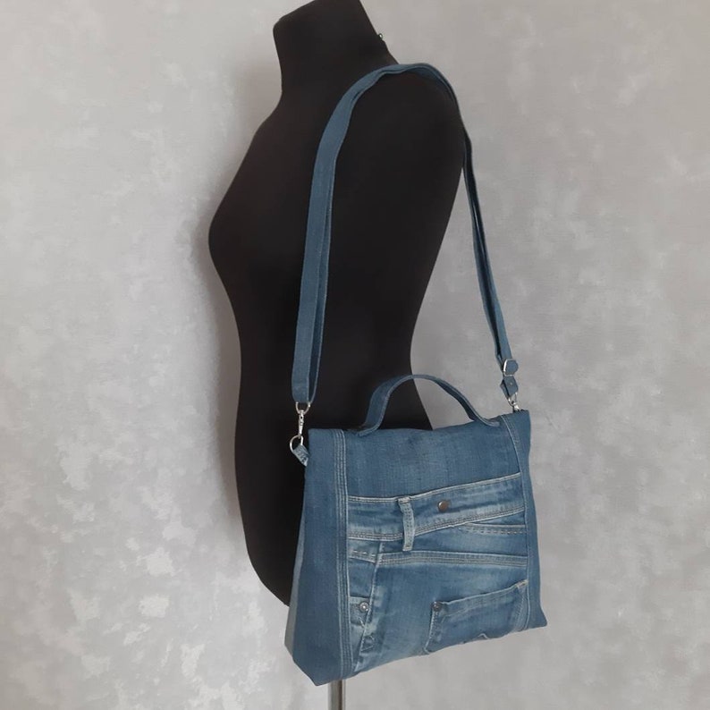 Casual denim handbag Jeans bag medium size Crossbody denim | Etsy