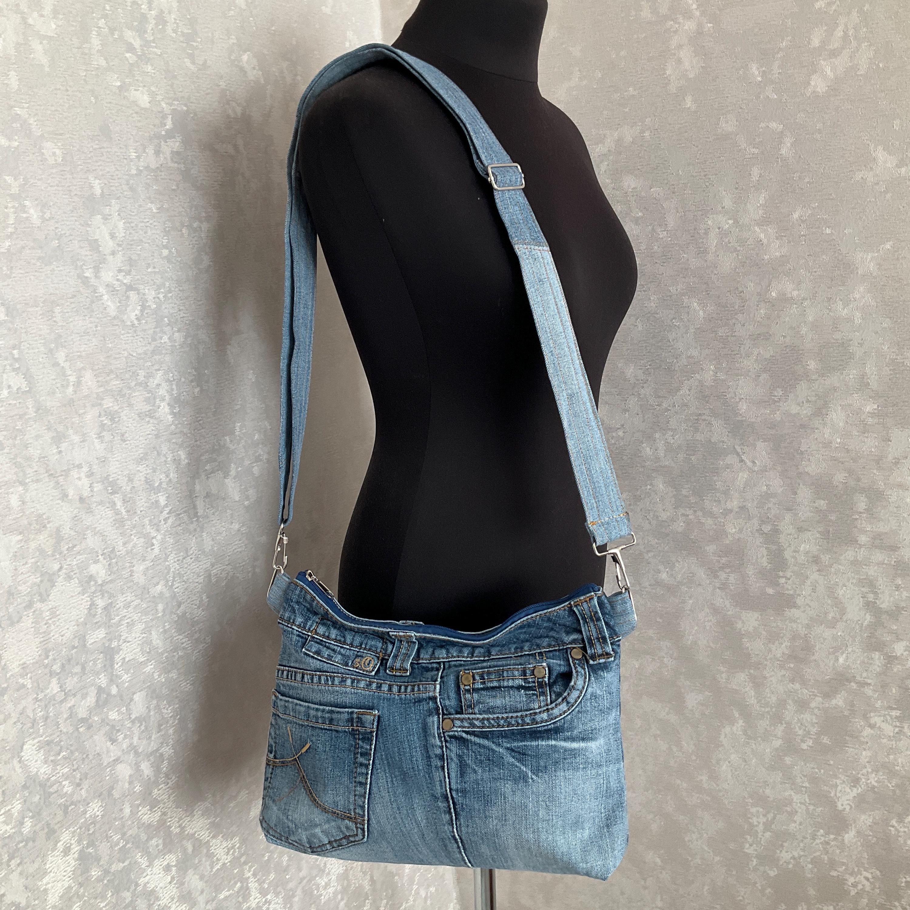 Handmade Denim Shoulder Bag, Casual Denim Bag Medium Size, Crossbody ...