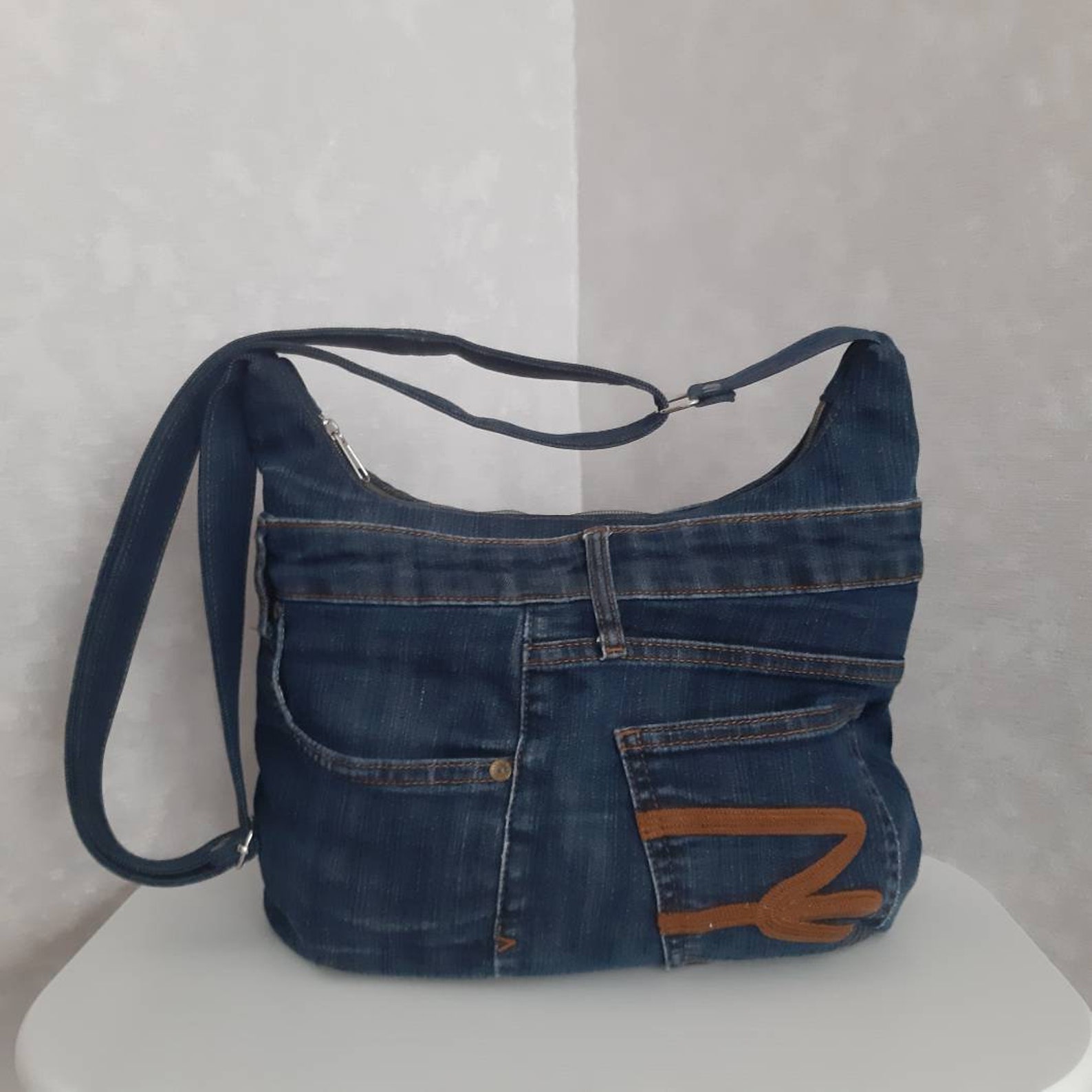 Crossbody denim bag medium size Jean shoulder bag Casual | Etsy