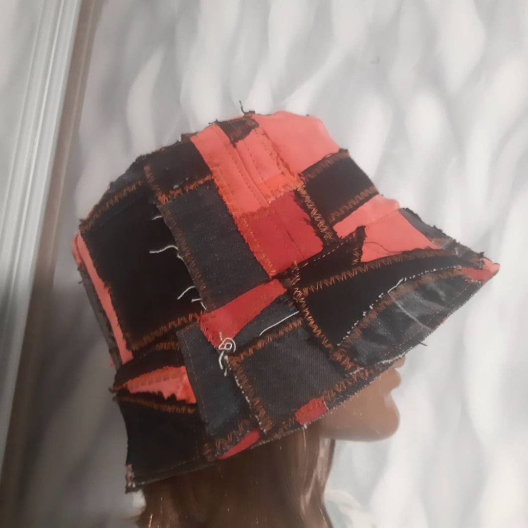 Denim Patchwork Hat 25, Boho Jean Hat in Street Fashion Style, Boro ...