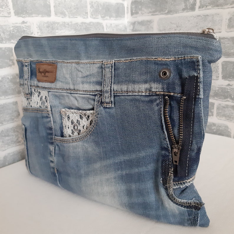 Casual Denim Clutch Bag Evening Clutch of Shabby Jeans Denim | Etsy