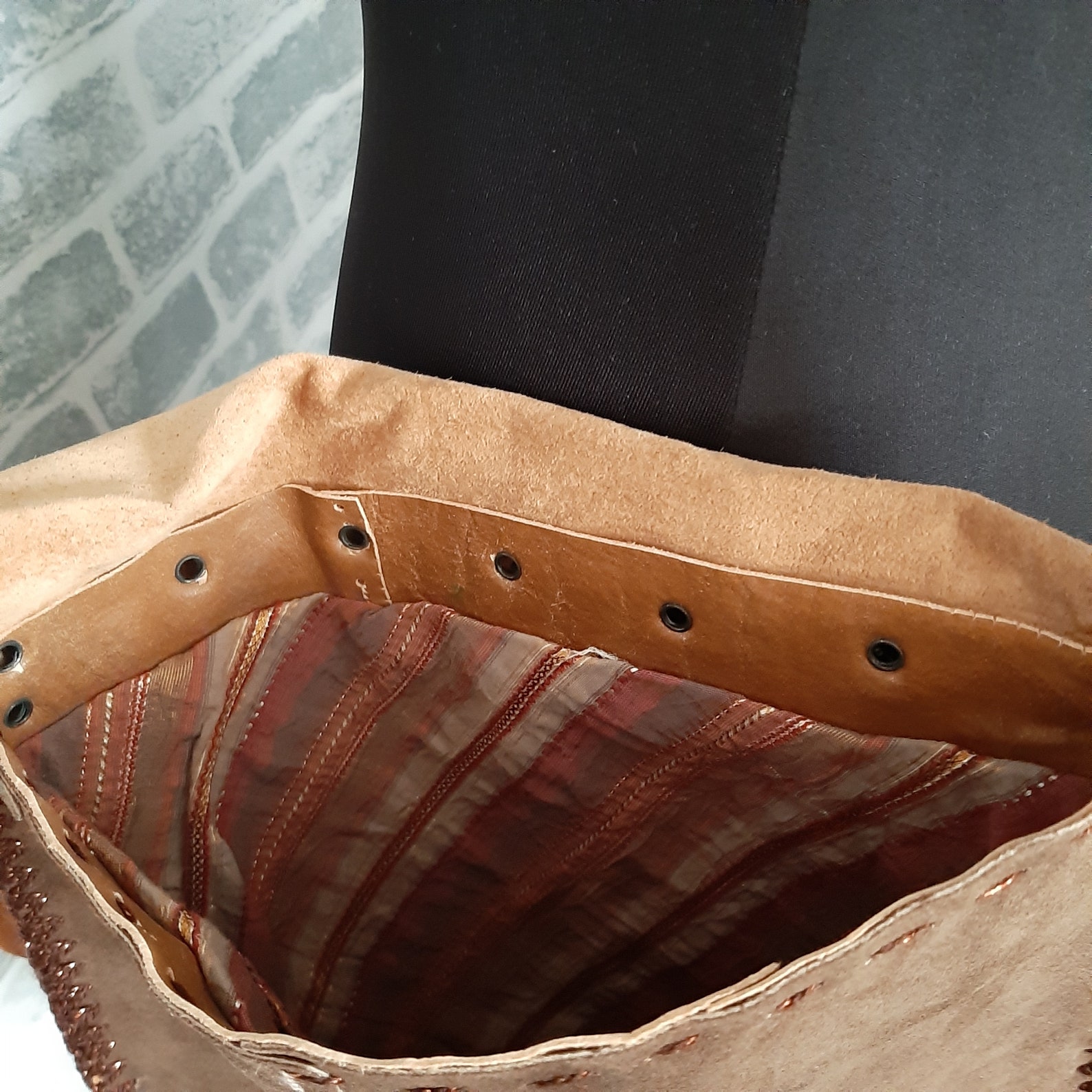 Patchwork Leather Romantic Messenger Bag With Embroidery - Etsy