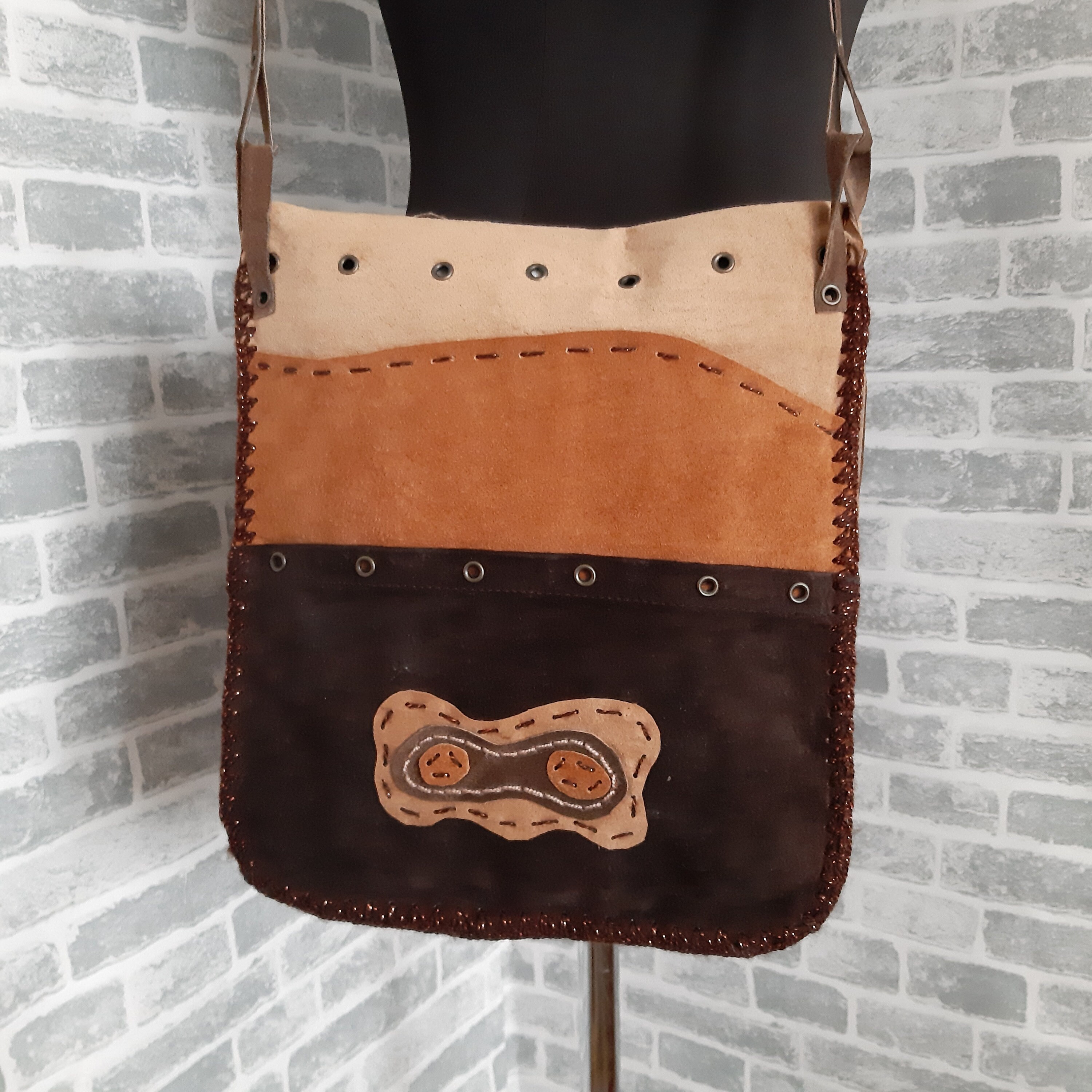 Patchwork Leather Romantic Messenger Bag With Embroidery - Etsy